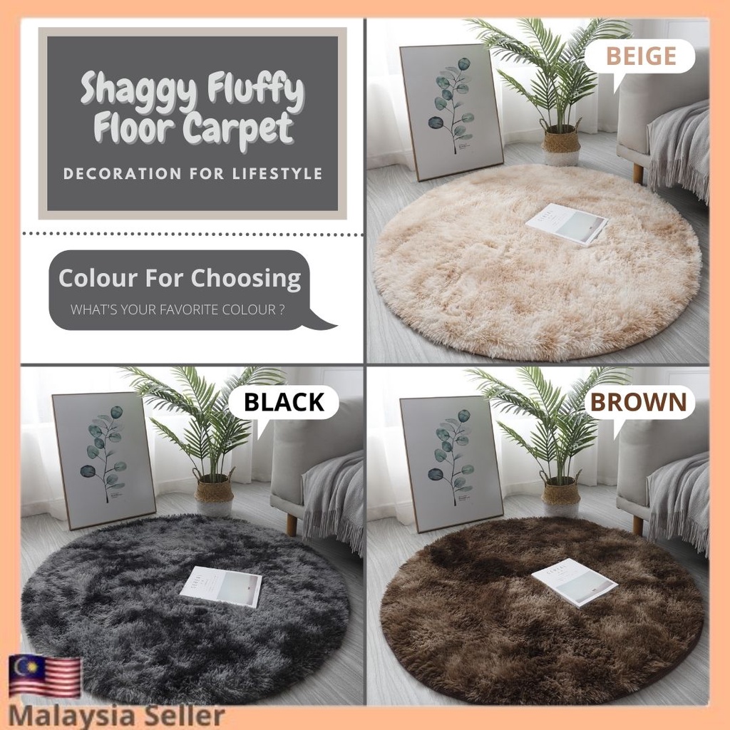 Shaggy Fluffy Floor Carpet/Round Shape Carpet/Anti-slip Floor Rug/Home ...