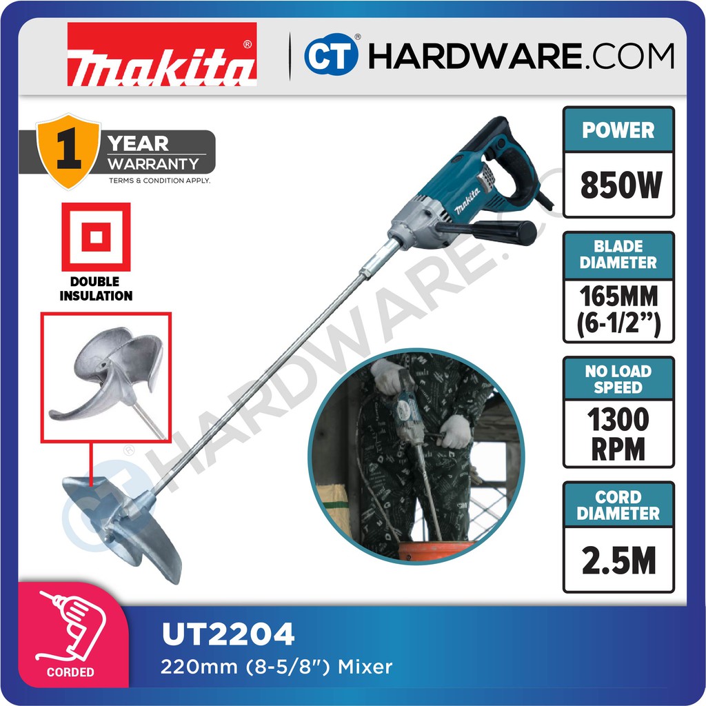 MAKITA UT2204 HEAVY DUTY & HIGH SPEED MIXER 22MM (8-5/8") 850W 550RPM ...