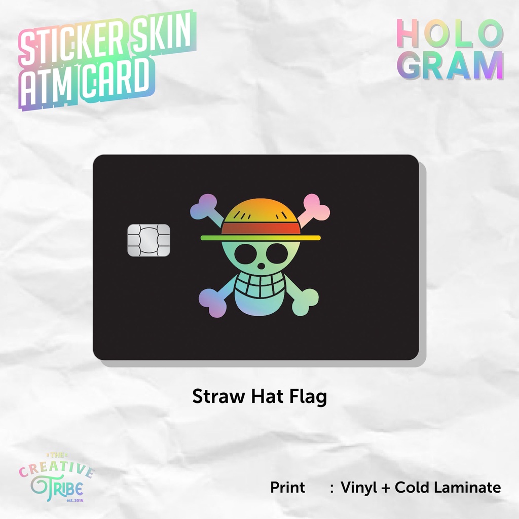 Straw Hat Flag - Sticker Skin Card HOLOGRAM - Vinyl ATM Debit Credit ...
