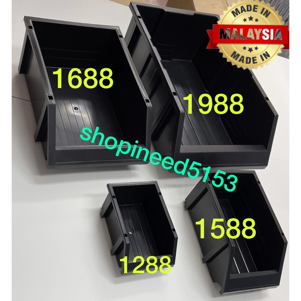 Storage Bins Box / Black Plastic Parts Bins Box- Spare Parts Storage ...