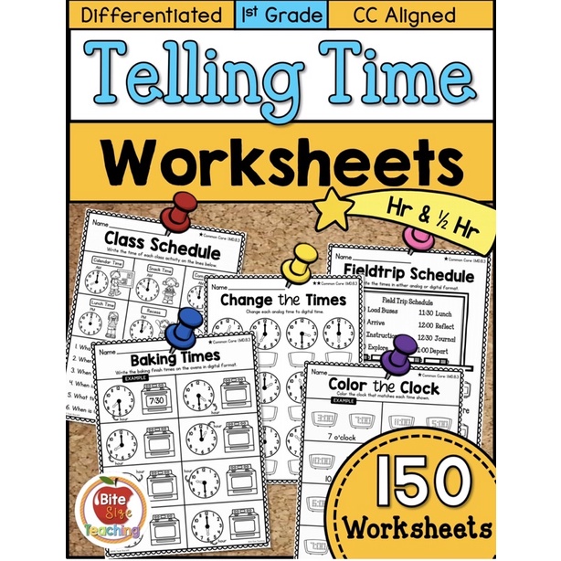 First Grade Telling Time Worksheet Printable Softcopy PDF Time Learning ...