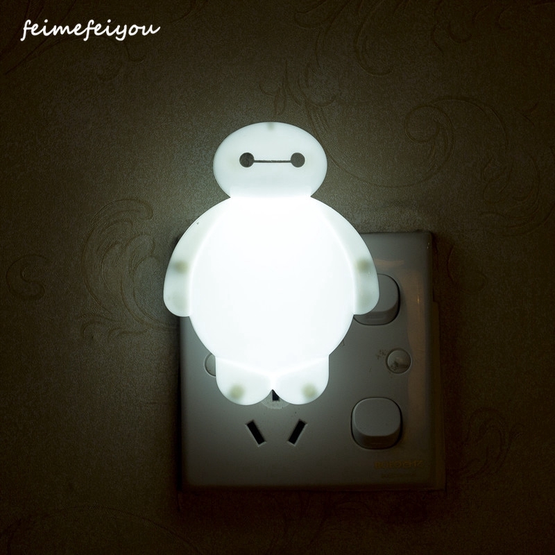 Cute Baymax Night Lights Bedroom Table Lamp Babyroom Wall Light Kids ...