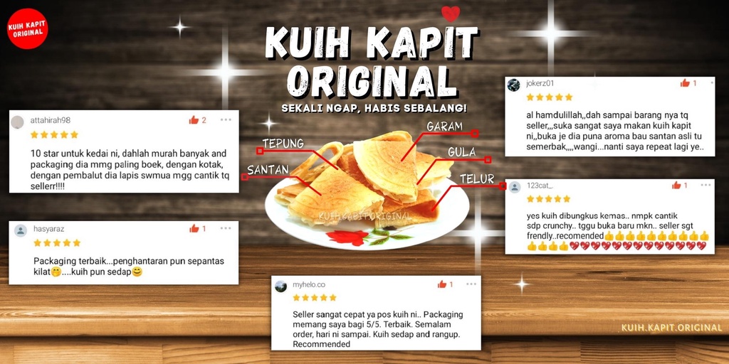 💥[𝟰 𝗕𝗔𝗟𝗔𝗡𝗚 𝗟𝗔𝗥𝗚𝗘] Kuih Kapit Original - Biskut Sepit Crunchy Love ...