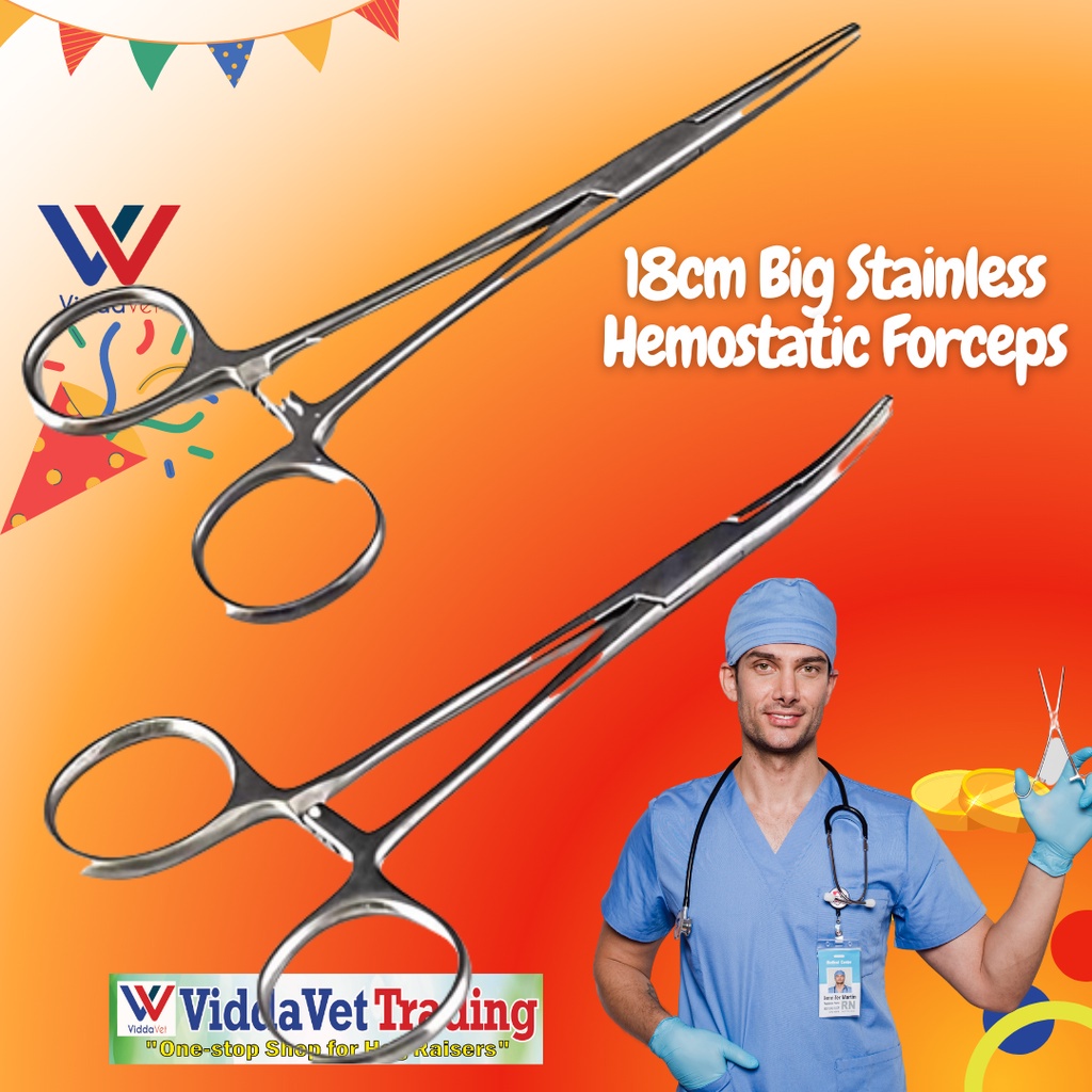 1 Pc 18 Cm Stainless Curved Veterinary Hemostatic Forceps 7.5" Animal ...