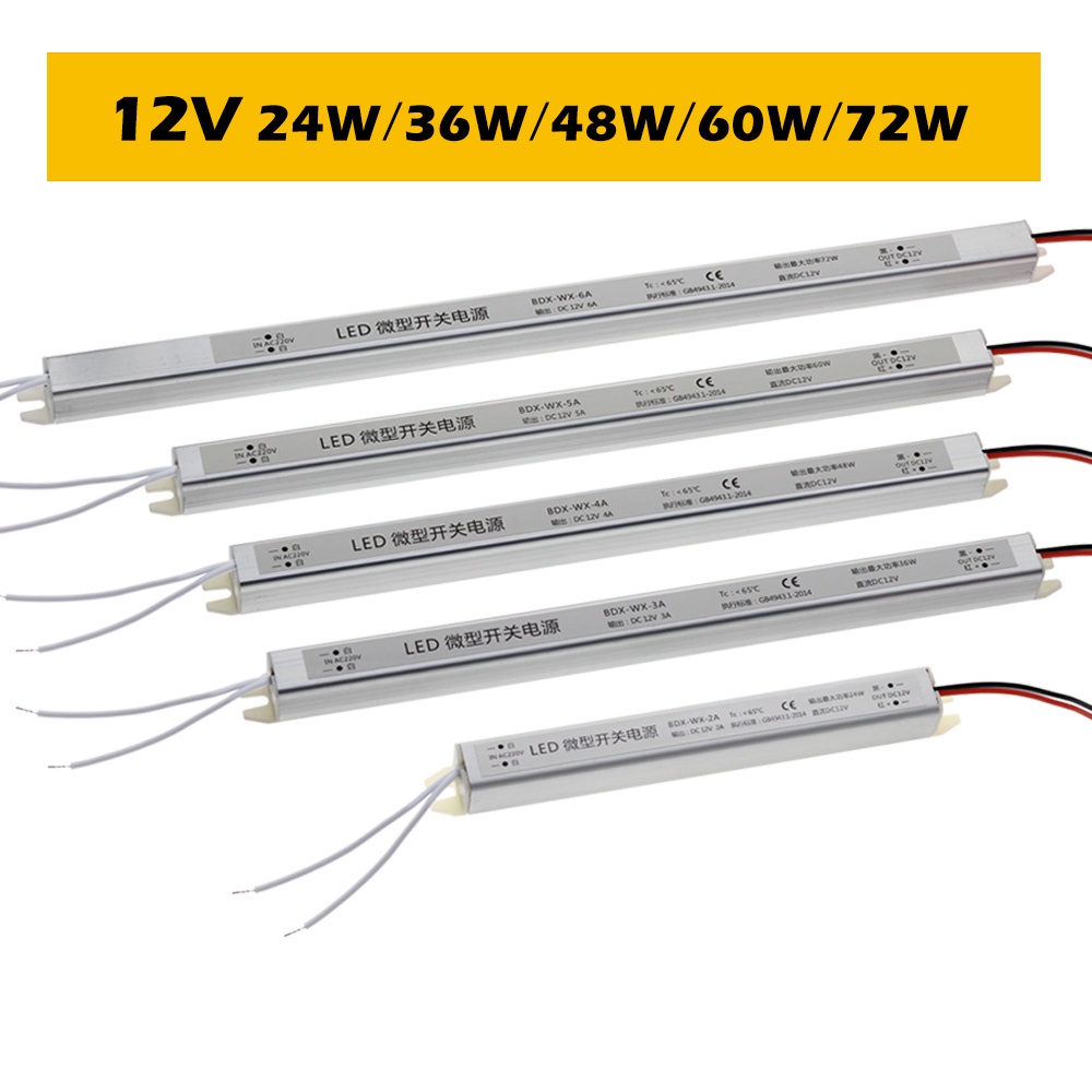 LED Driver 12V 1.5A 2A 3A 5A 6A Ultrathin Switching Power Supply Lighting Transformer 18W 24W ...