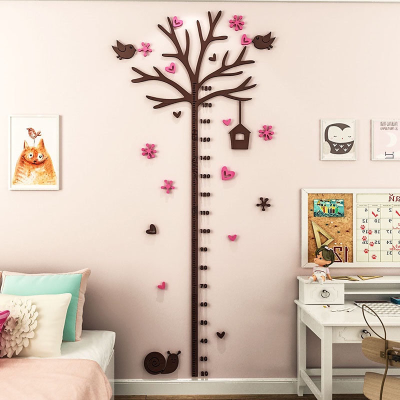 Birds, Snails Big Trees 3D Crystal Acrylic Height Sticker Kindergarten ...