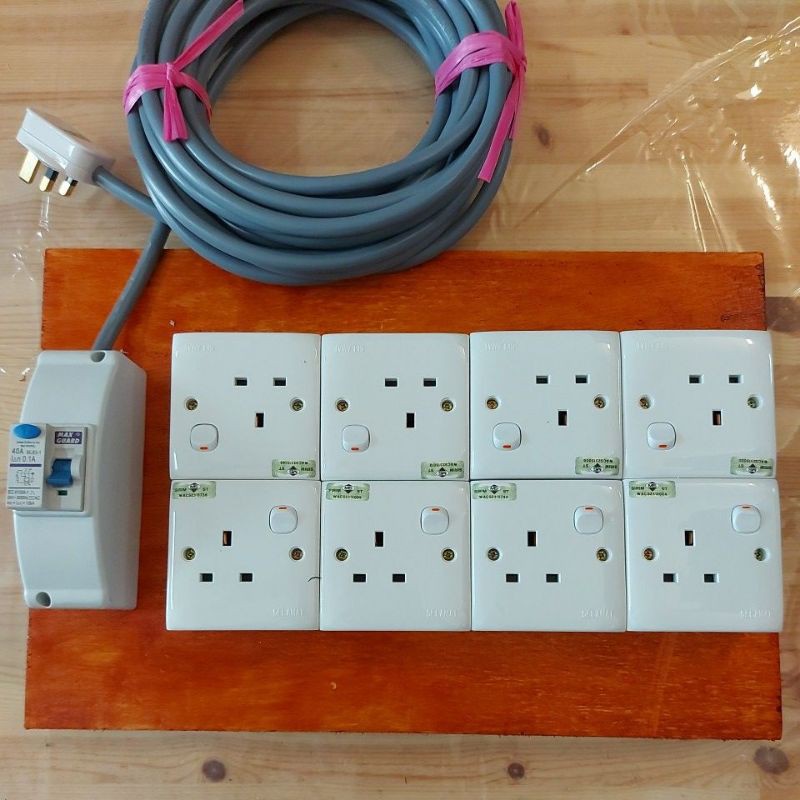 13A Switch Socket x 8gang with 40A ELCB Protection | Shopee Malaysia
