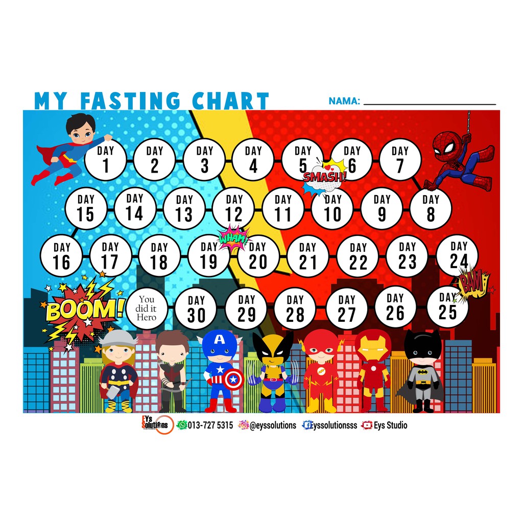 (Ready Stock) My Ramadhan Chart with Sticker - Misi Berpuasa Penuh 30 ...