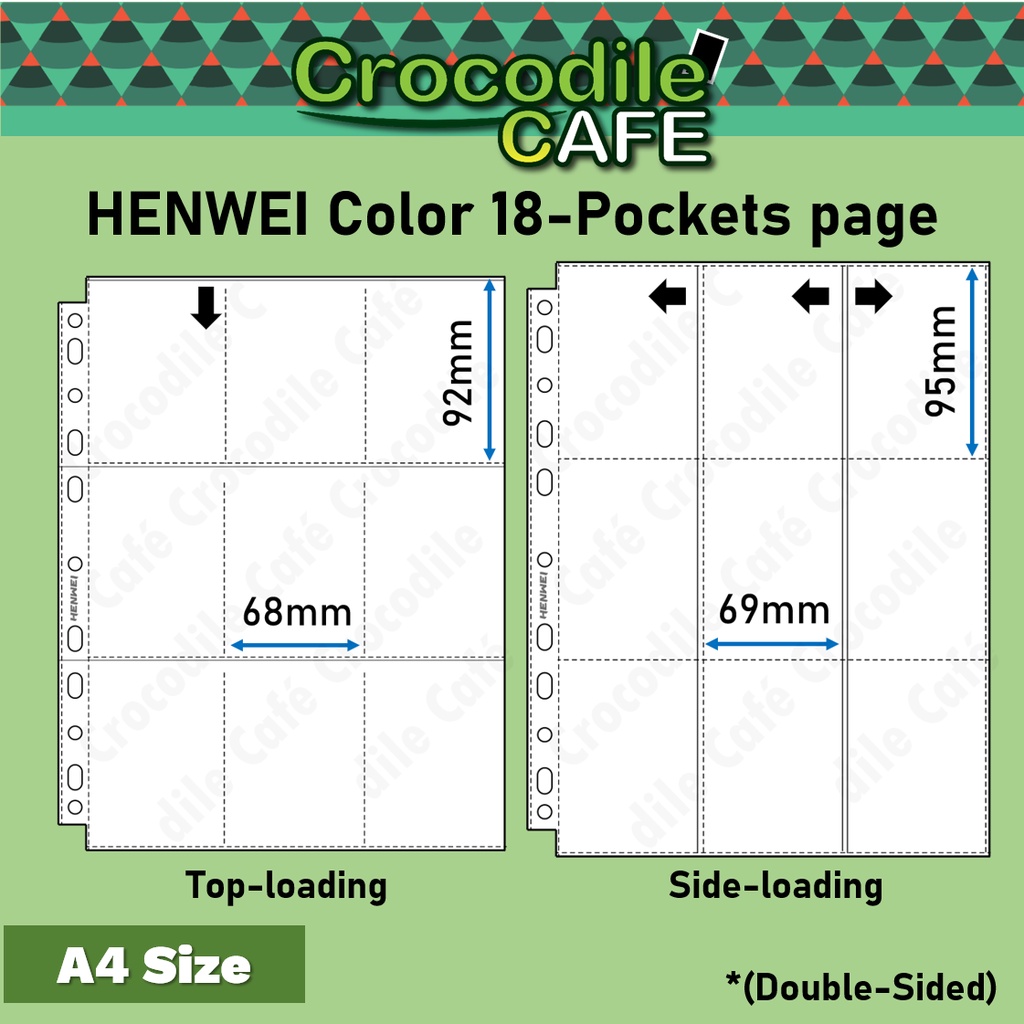 Henwei 18 Pocket Color Page Standard Size Card 11-holes double-sided ...