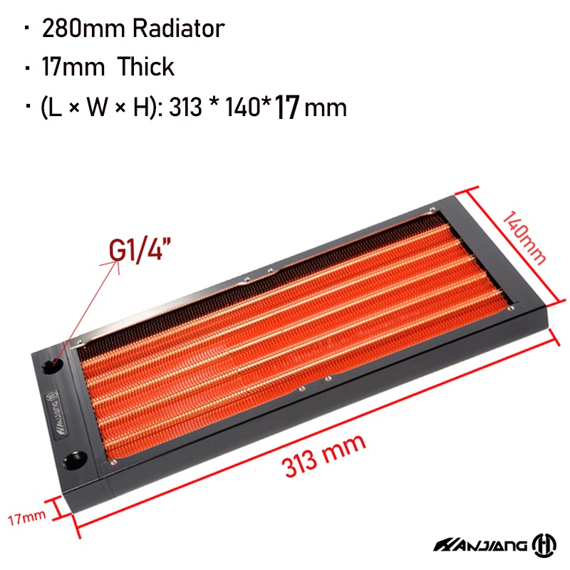 HanJiang HJ-17mm Super Thin Copper Radiator Computer Water Cooler 240mm ...