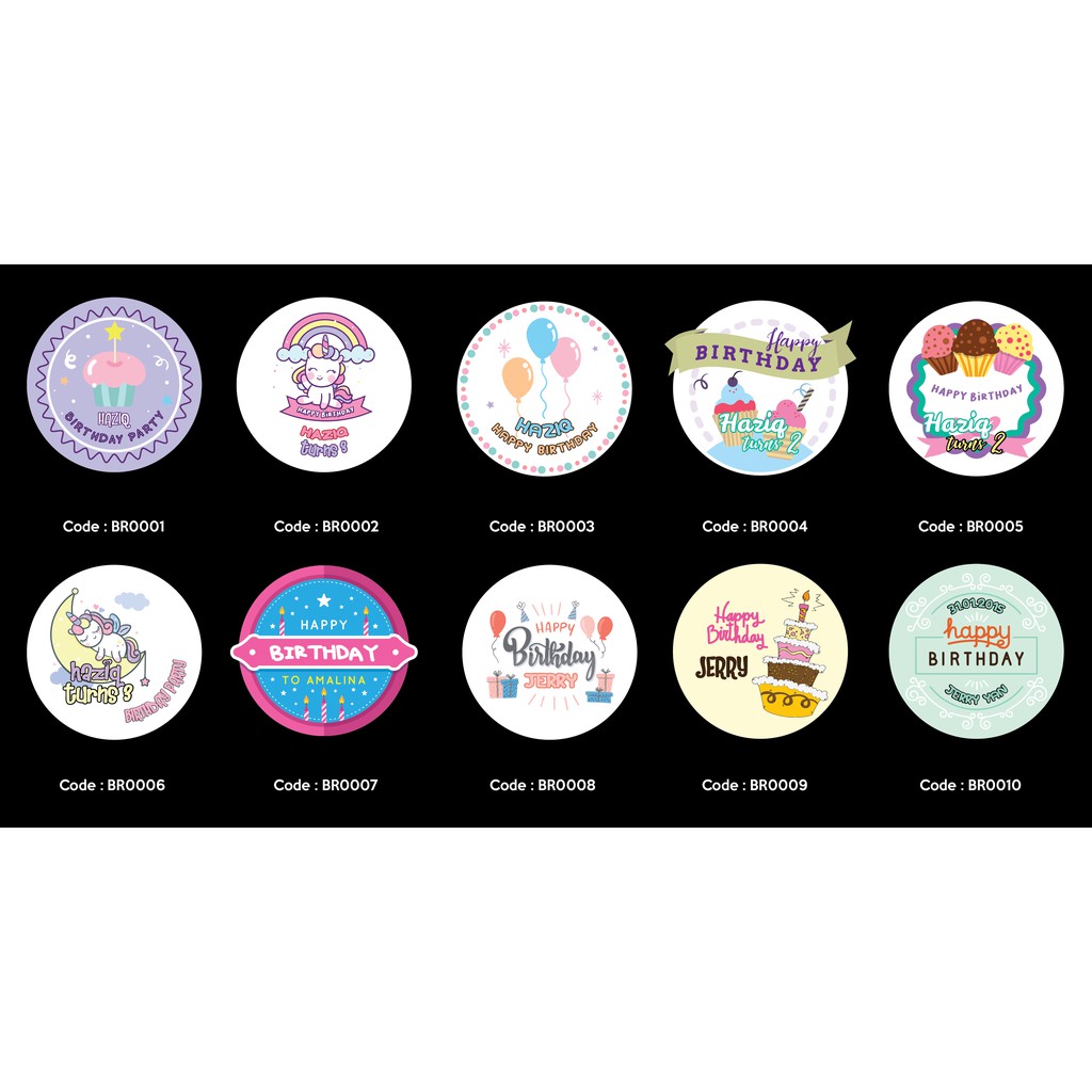 100 pcs Stiker hari lahir | BIRTHDAY sticker doorgift :40mm@4cm | siap ...