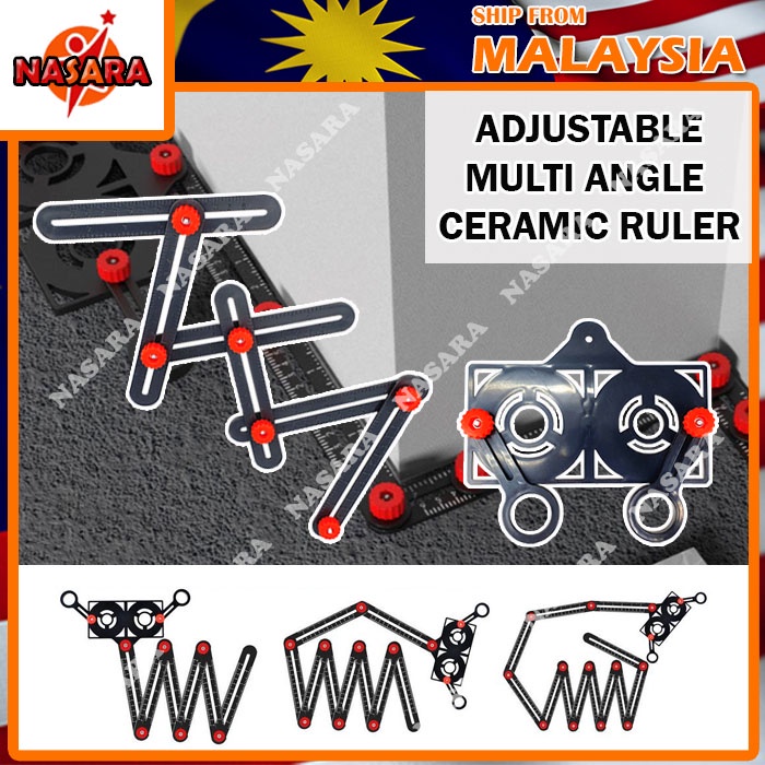 Nasara Multi Angle Adjustable 6 Ruler Measuring Foldable Ruler Drill ...