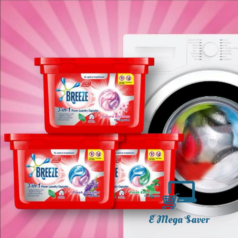 Breeze 3-in-1 Power Laundry Capsules 270g (18/40capsules) | Shopee Malaysia
