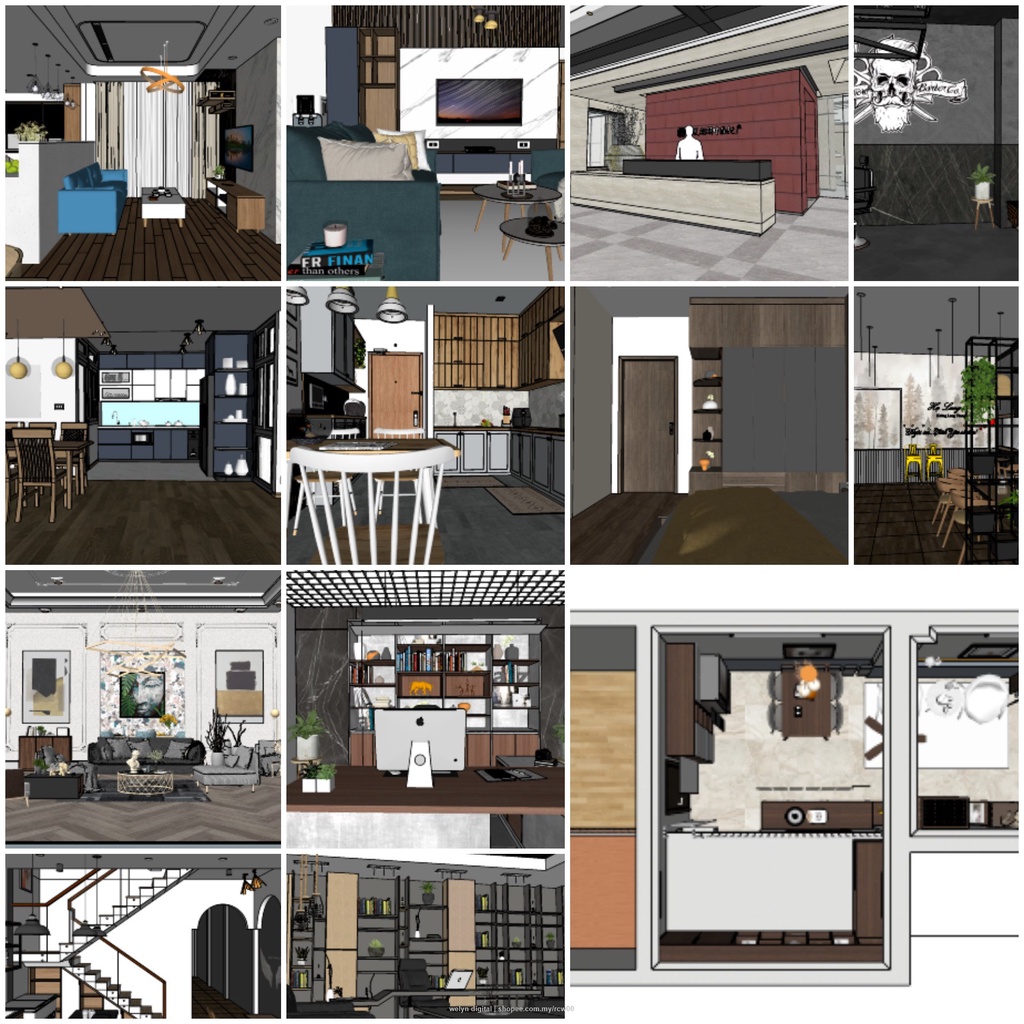 SketchUp | 3D Model House Unit / Designer Style set 336 for home ...