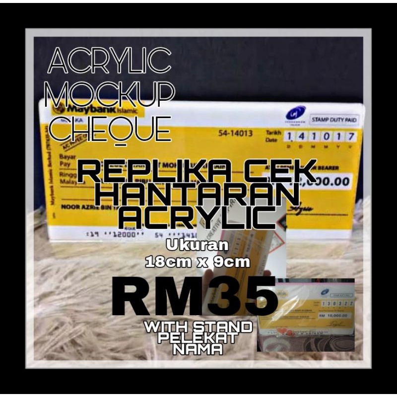 ACRYLIC MOCKUP CHEQUE REPLIKA /CEK HANTARAN ACRYLIC | Shopee Malaysia