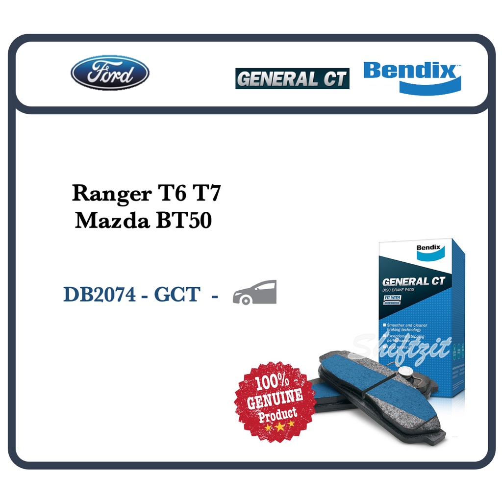 Original Bendix DB2074GCT Front Brake Pad - Ford Ranger T6 T7/ BT50 ...