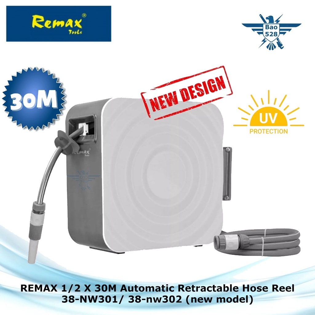 REMAX 1/2 X 30M Automatic Retractable Hose Reel 38-NW302 (New Model ...