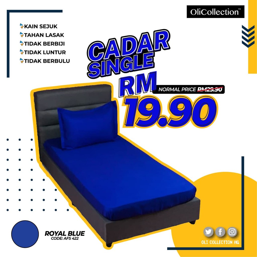 Cadar Tilam Getah Keliling Single Fitted Bed Sheet Cadar Asrama Single ...
