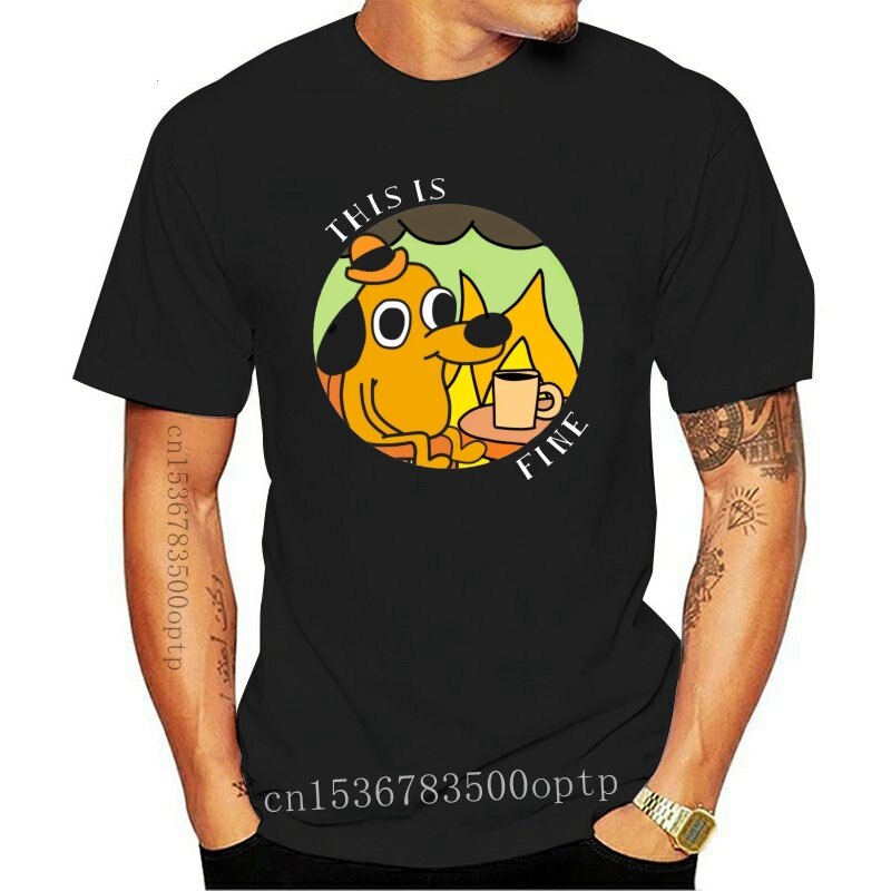 New This Is Fine - Gunshow T shirt meme dog cute cartoon fire this is ...