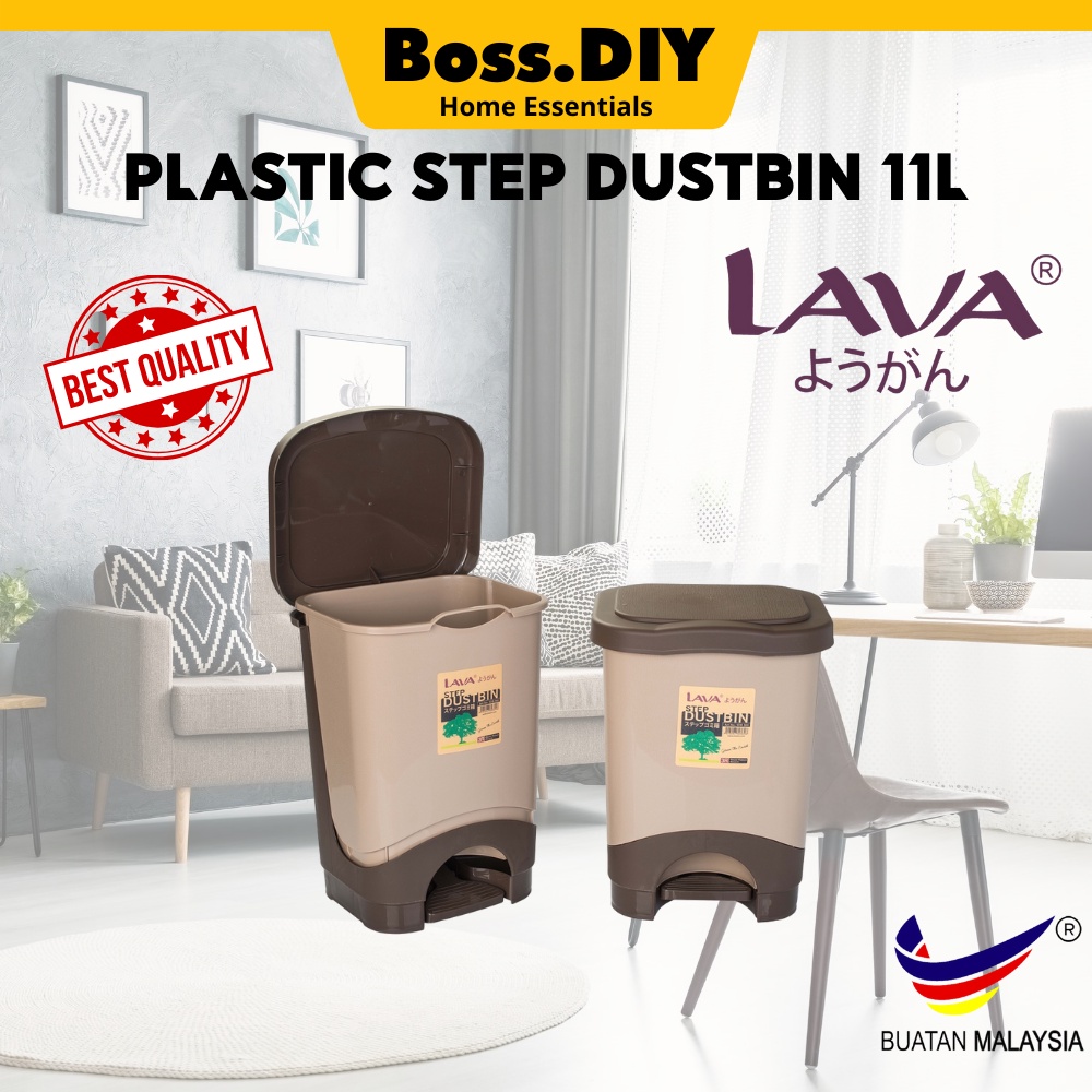 LAVA 11L Step Dustbin (Square) - Indoor Waste Bin Mobile Garbage ...