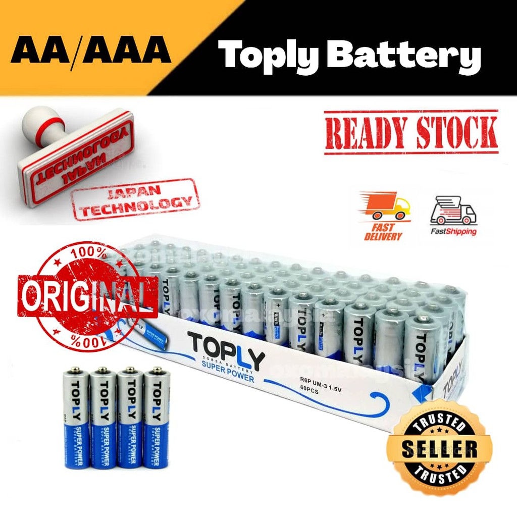 AAA / AA 60Pcs Battery Toply Japan Technology | Shopee Malaysia