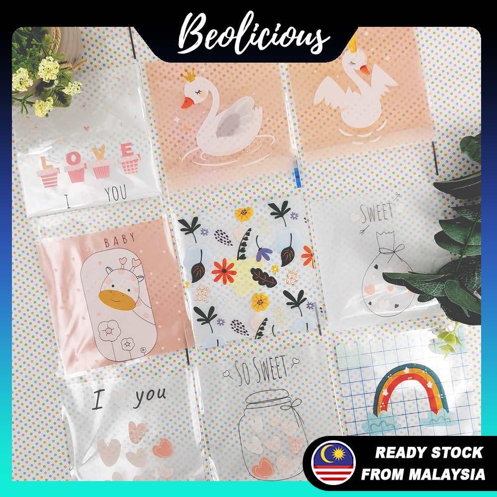 100pcs Love Series Kuih Raya Packaging Cookies Wrapper Plastic Bag or ...