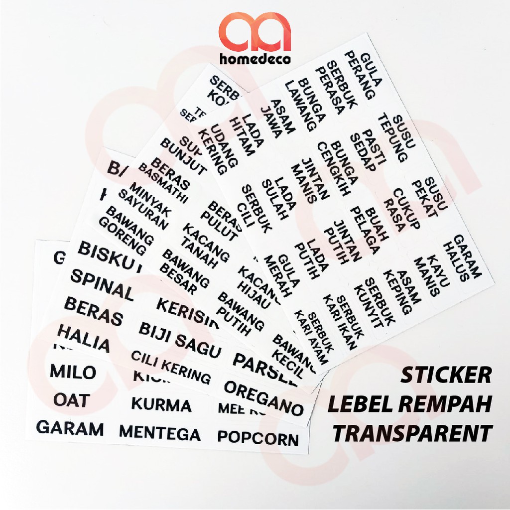 Sticker Label Rempah Lutsinar Kalis Air Sticker Transparent Waterproof ...