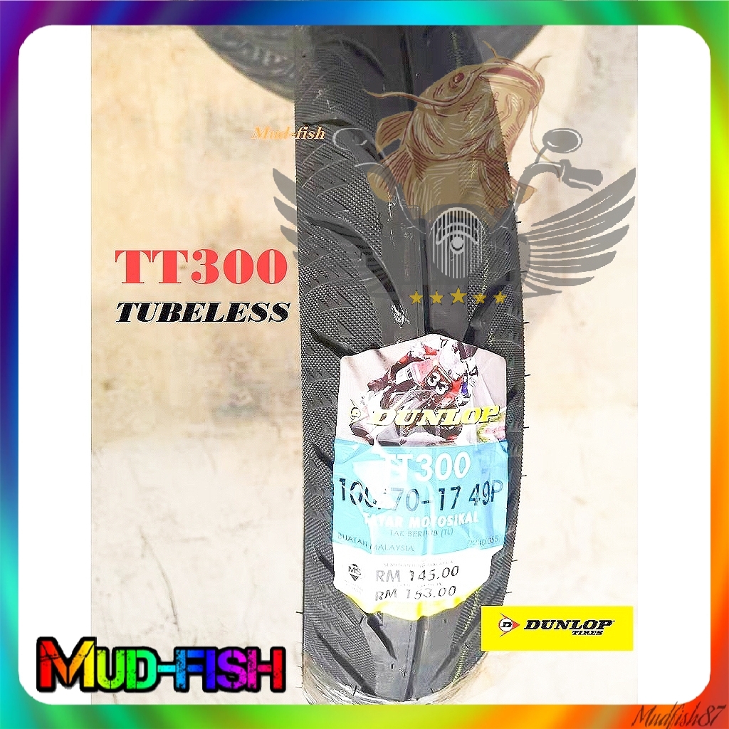 DUNLOP TT300 100/70-17, 110/70-17, 120/70-17 TUBELESS TYRE | Shopee Malaysia