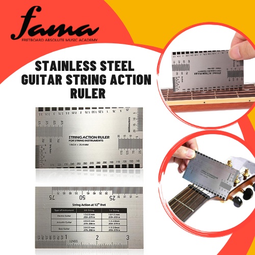 [FAMA]Stainless Steel Guitar String Action Ruler Measuring Gauge Tool ...