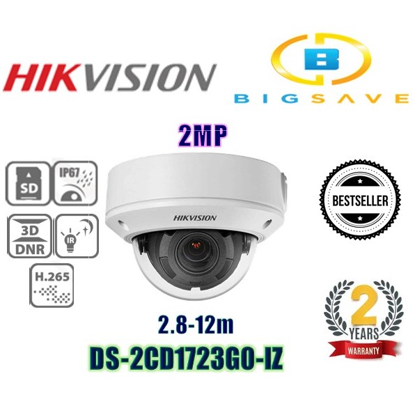 HIKVISION 2MP DS-2CD1723G0-IZ VF NETWORK DOME CAMERA ( DS-2CD1723G2-IZ ) | Shopee Malaysia