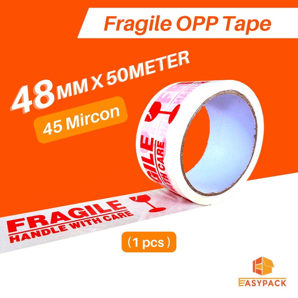 EASYPACK Fragile OPP Tape 45mic x 48mm x 50M (1PCS) | Shopee Malaysia