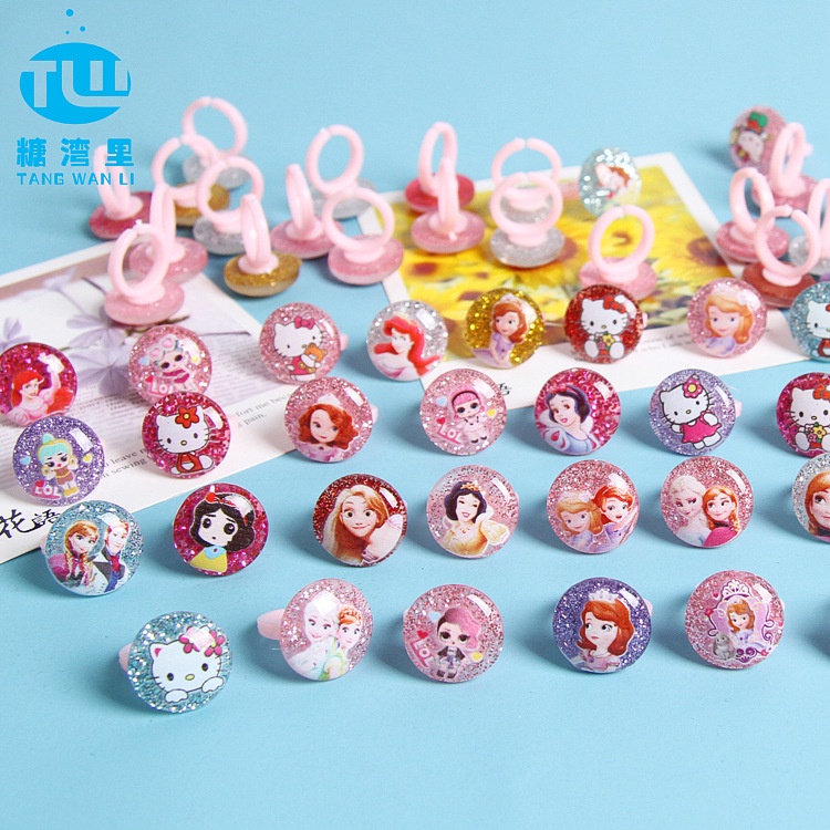 Cartoon Children's Ring Girl Ring Pink Adjustable Cartoon Princess Ring ...