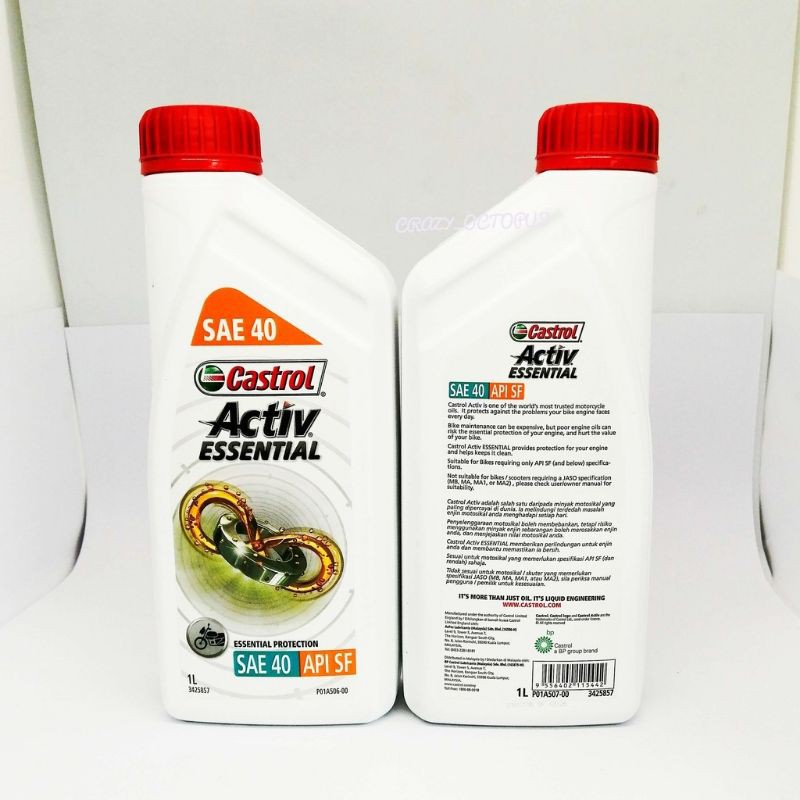 CASTROL 4T ACTIV ESSENTIAL SAE 40 1L API SF 💯💯 ORIGINAL ENGINE OIL 4T💯👍 ...