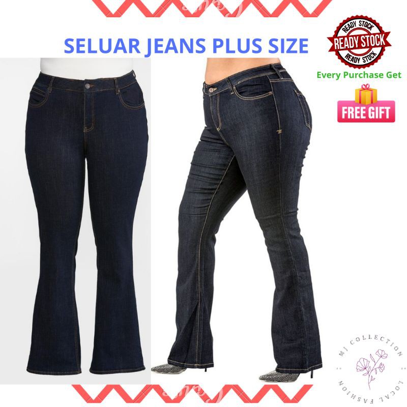 Seluar Jeans Plus Size Bootcut Perempuan size (38-54) | Shopee Malaysia