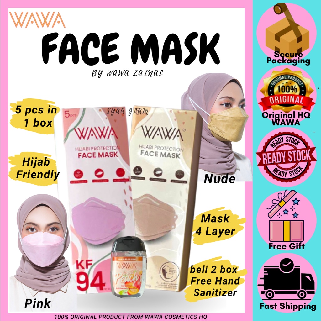 Face Mask K94 | Wawa Zainal Face Mask | Wawa Cosmetic Face Mask 4ply 5 ...