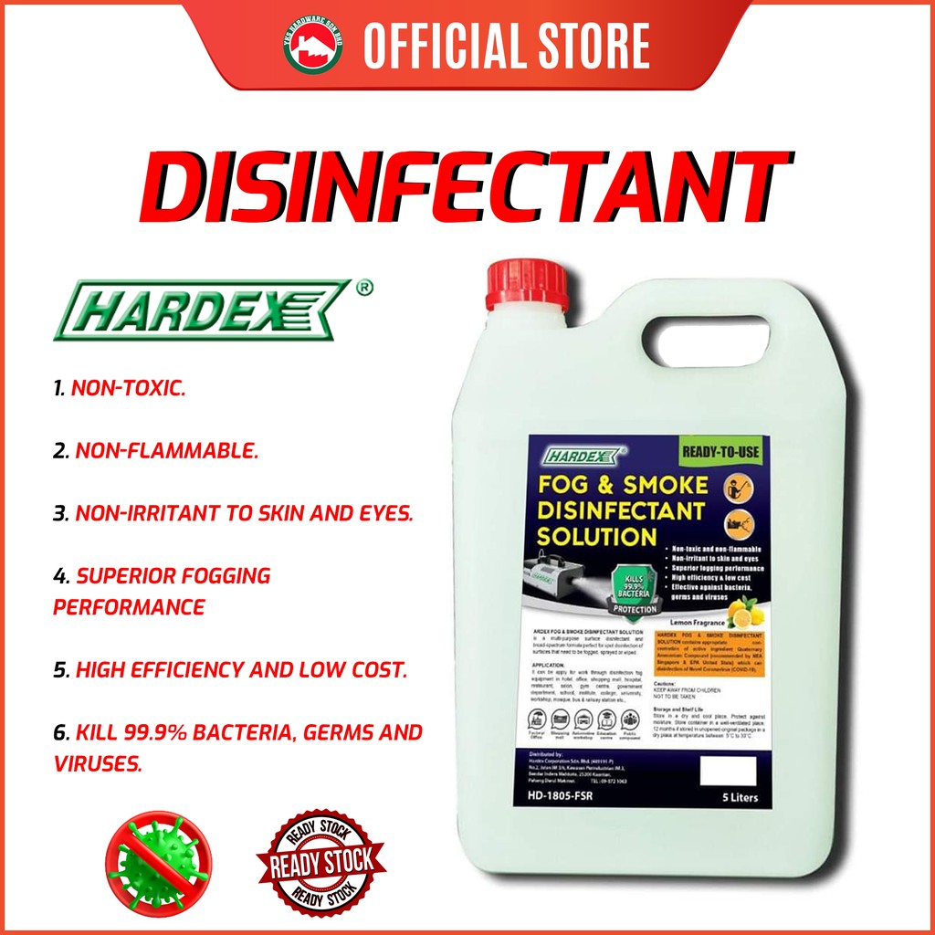 HARDEX SMOKE & FOG DISINFECTANT SOLUTION 5 LITER - Sanitiser | Shopee ...