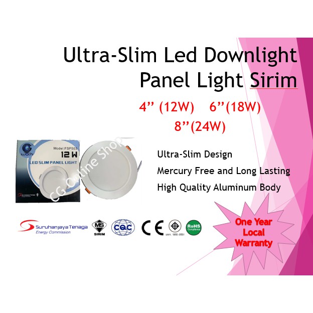 Iwachi Ultra Slim LED Downlight Panel Light 12W/18W/ 24W [Sirim ...