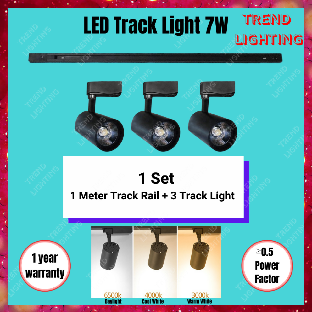 LED Track Light Set 1 Track Rail + 3 Led Track Light 7W spotlight | led ...