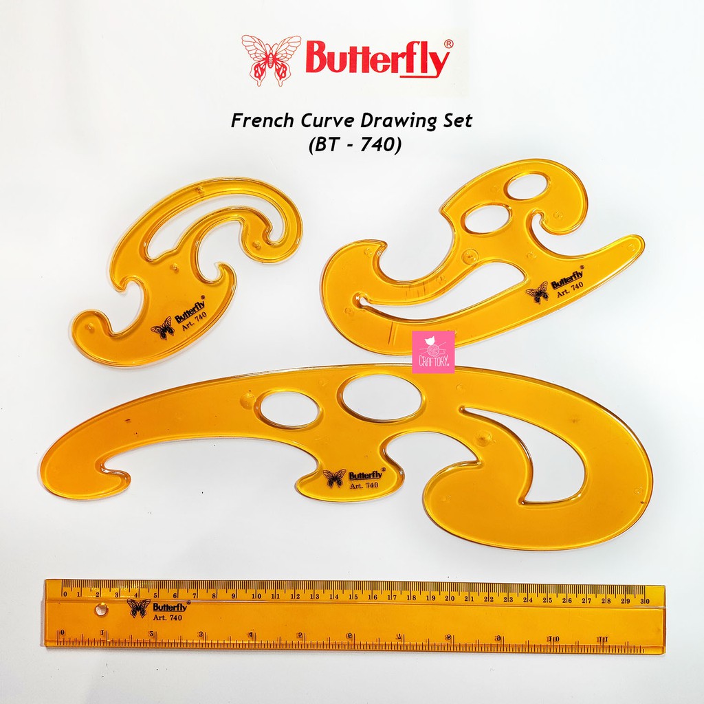 Butterfly FRENCH CURVE DRAWING SET of 4 BT-740 - Sewing Pattern Puppet ...