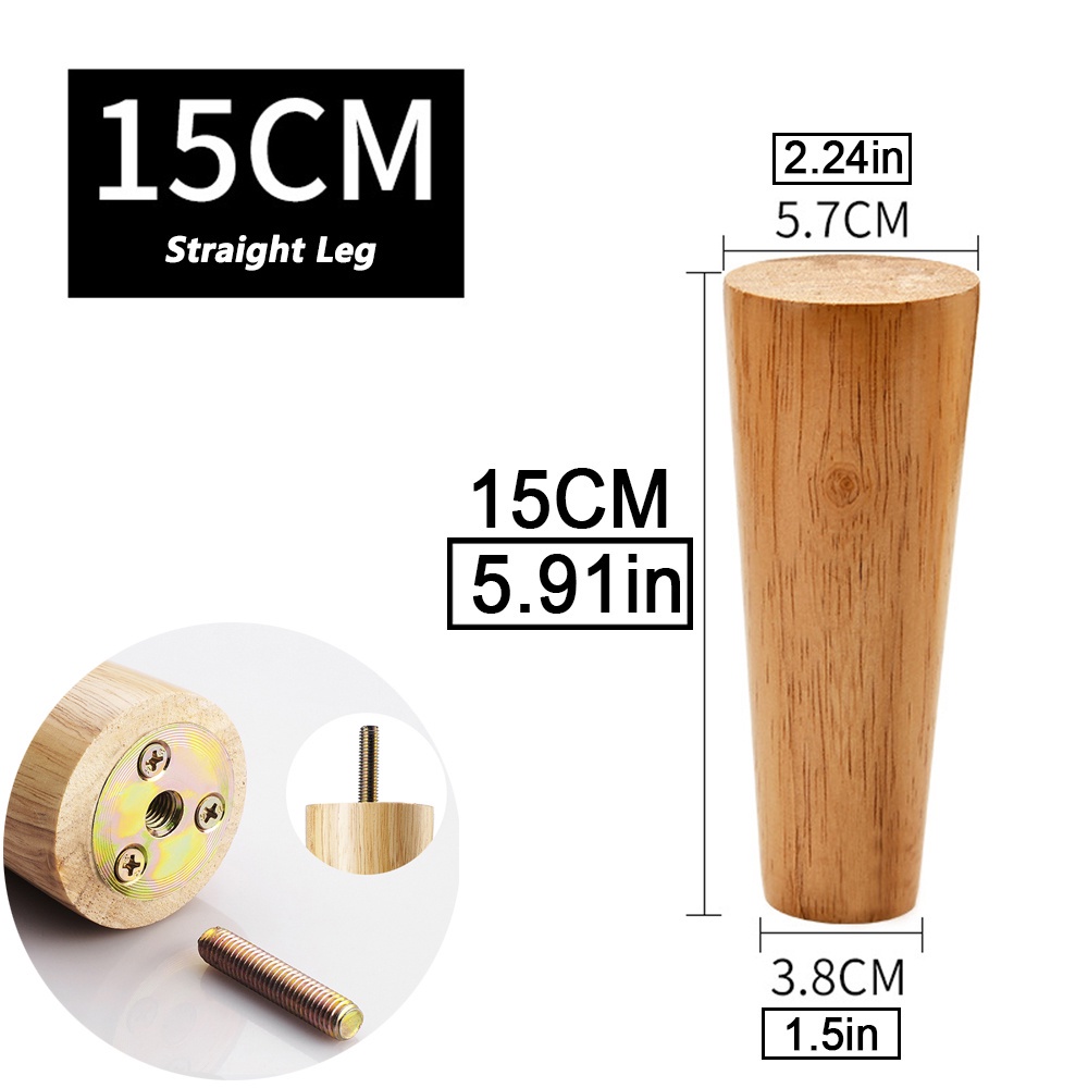 Nobao Oak Conical Furniture Leg M6/M8/M10 Screw Wood Sofa Leg for DIY ...