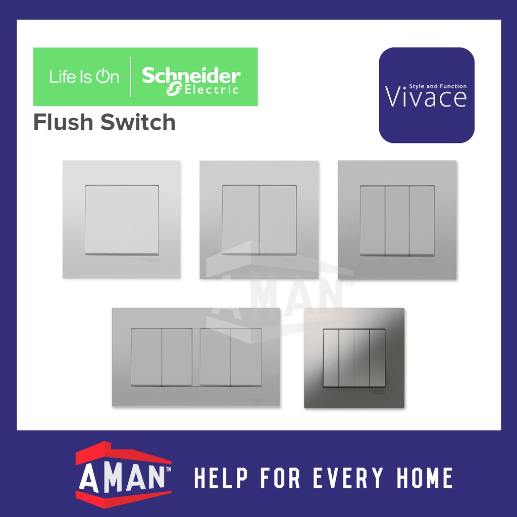 Schneider Vivace Silver 13A Switch Socket 3 Pin 1G 2G 3G 4G 20A Double ...