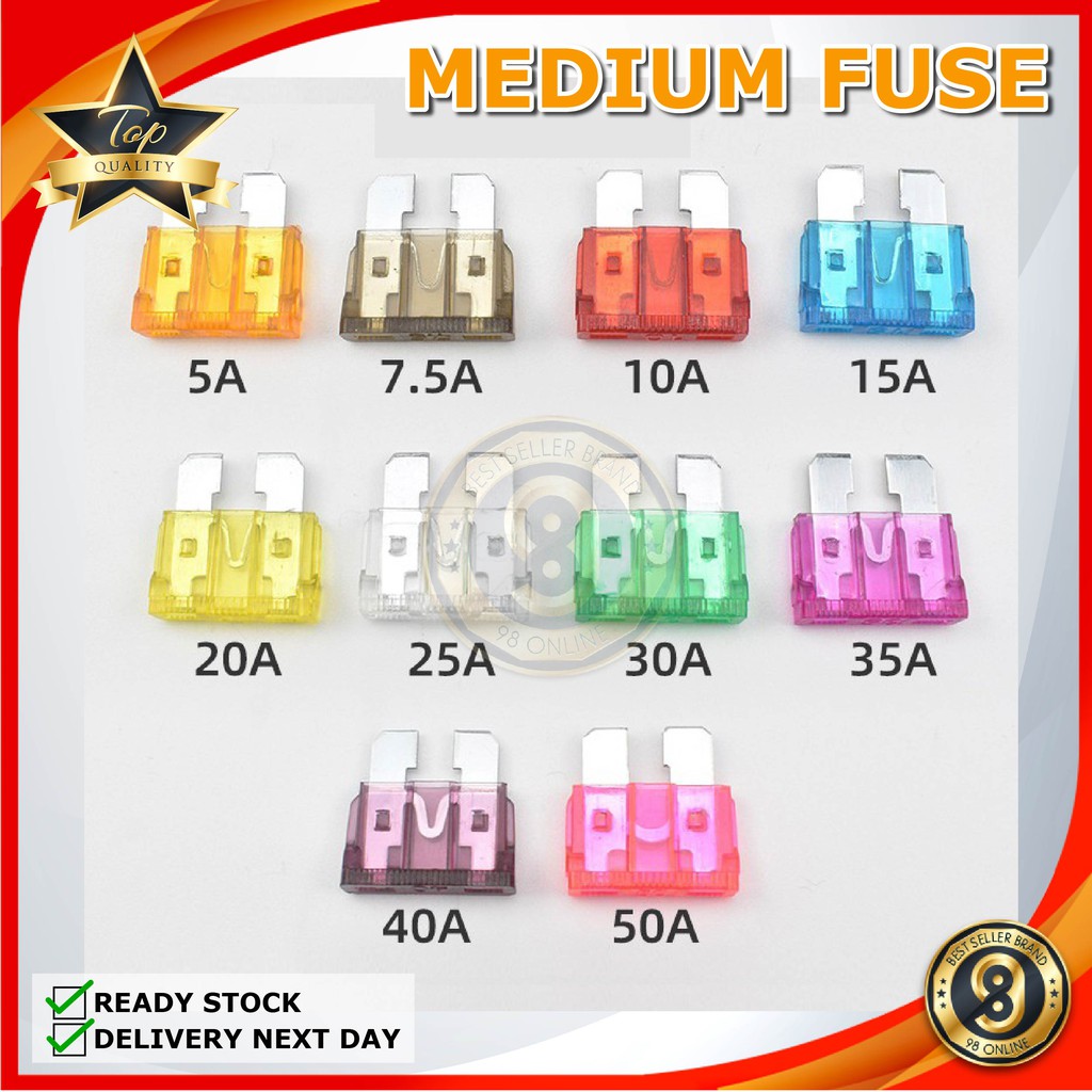 For Car Medium Blade Standard Fuse Kereta Fuse [5A 7.5A 10A 15A 20A 25A ...