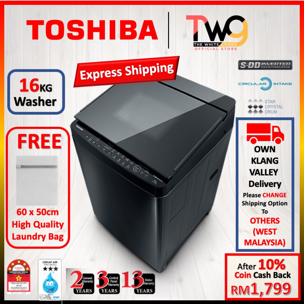 TOSHIBA (7KG 9KG 10KG 12KG 14KG 16KG) TOP LOAD FULLY AUTO WASHING ...