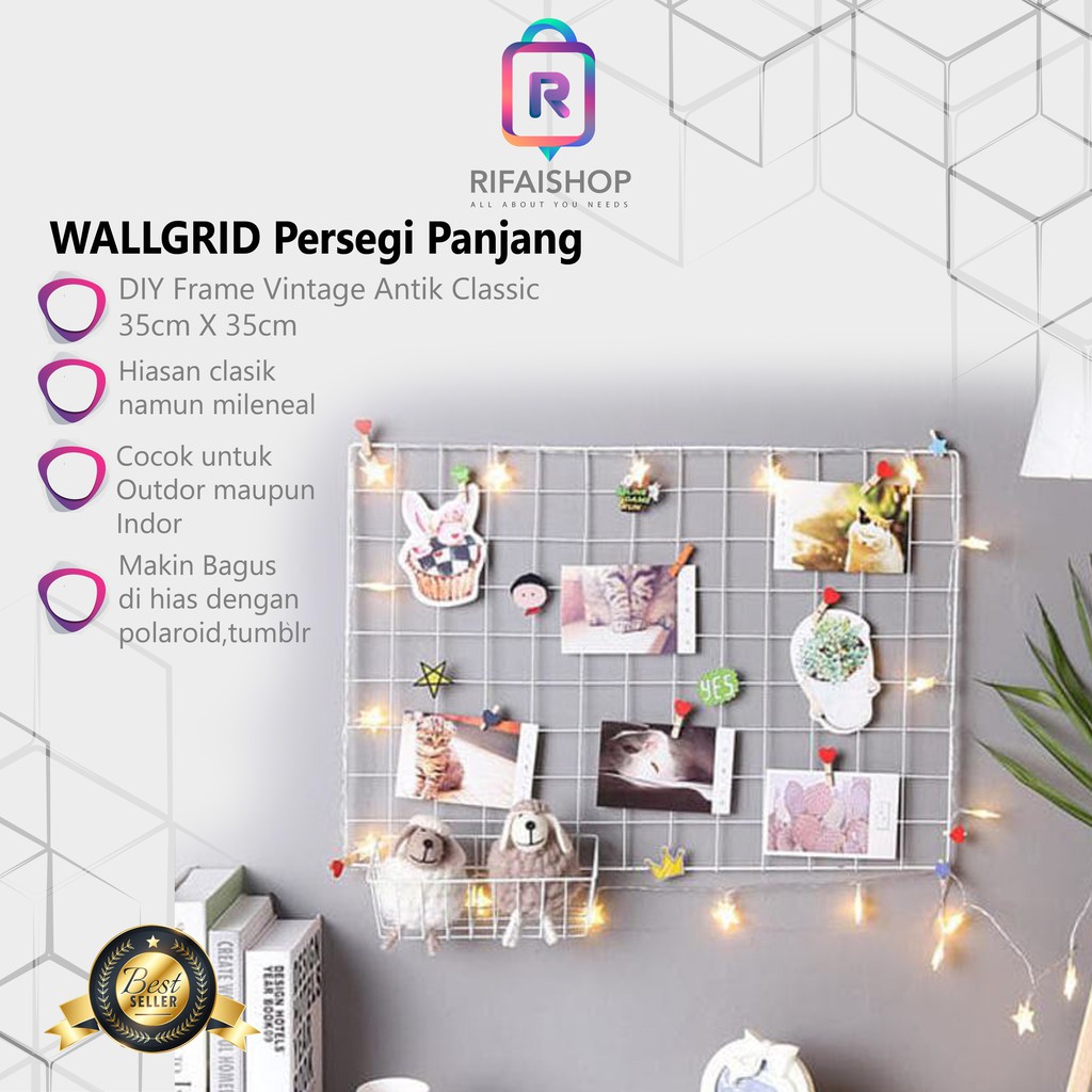 35x52cm DIY Wall Wire Grid Frame Vintage Antique Classic Wall Grid ...