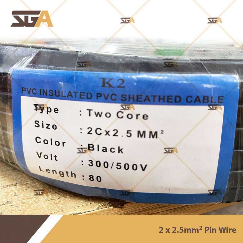 Pin Wire 2.5mm x 2 Core Pin PVC Insulated PVC Twin Flat Cable 70M Pin ...