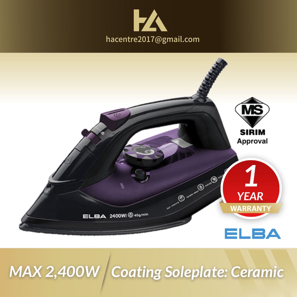 Elba Ceramic Coating Soleplate Steam Iron ESI-H2223C(VL) /ESIH2223CVL ...