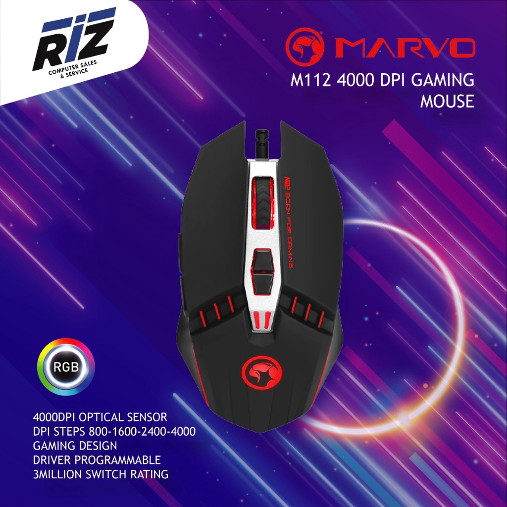 MARVO SCORPION M112 4000 DPI RGB BACKLIGHT GAMING MOUSE | Shopee Malaysia