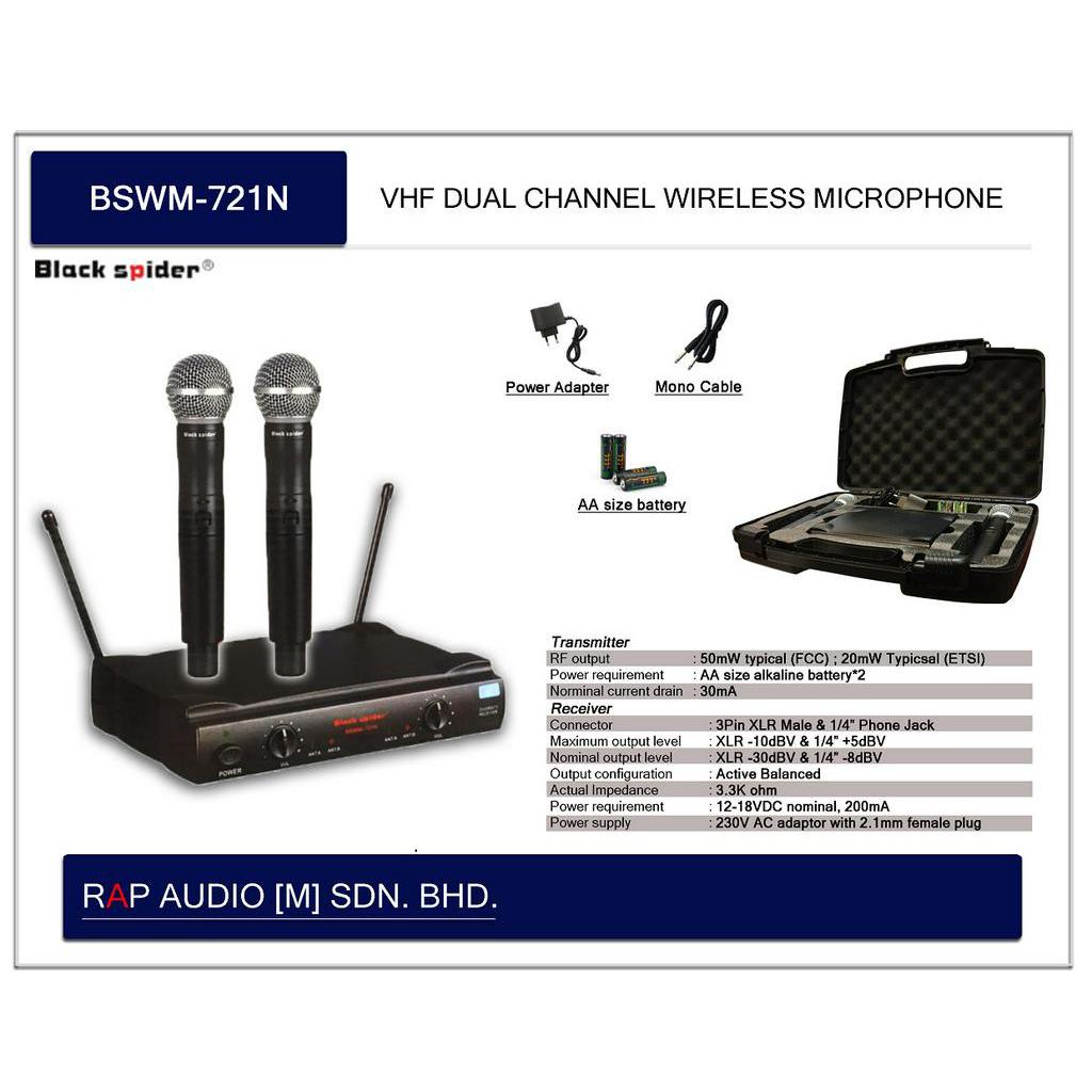 [BLACK SPIDER] BSWM-721N UHF WIRELESS MICROPHONE (2H) | Shopee Malaysia