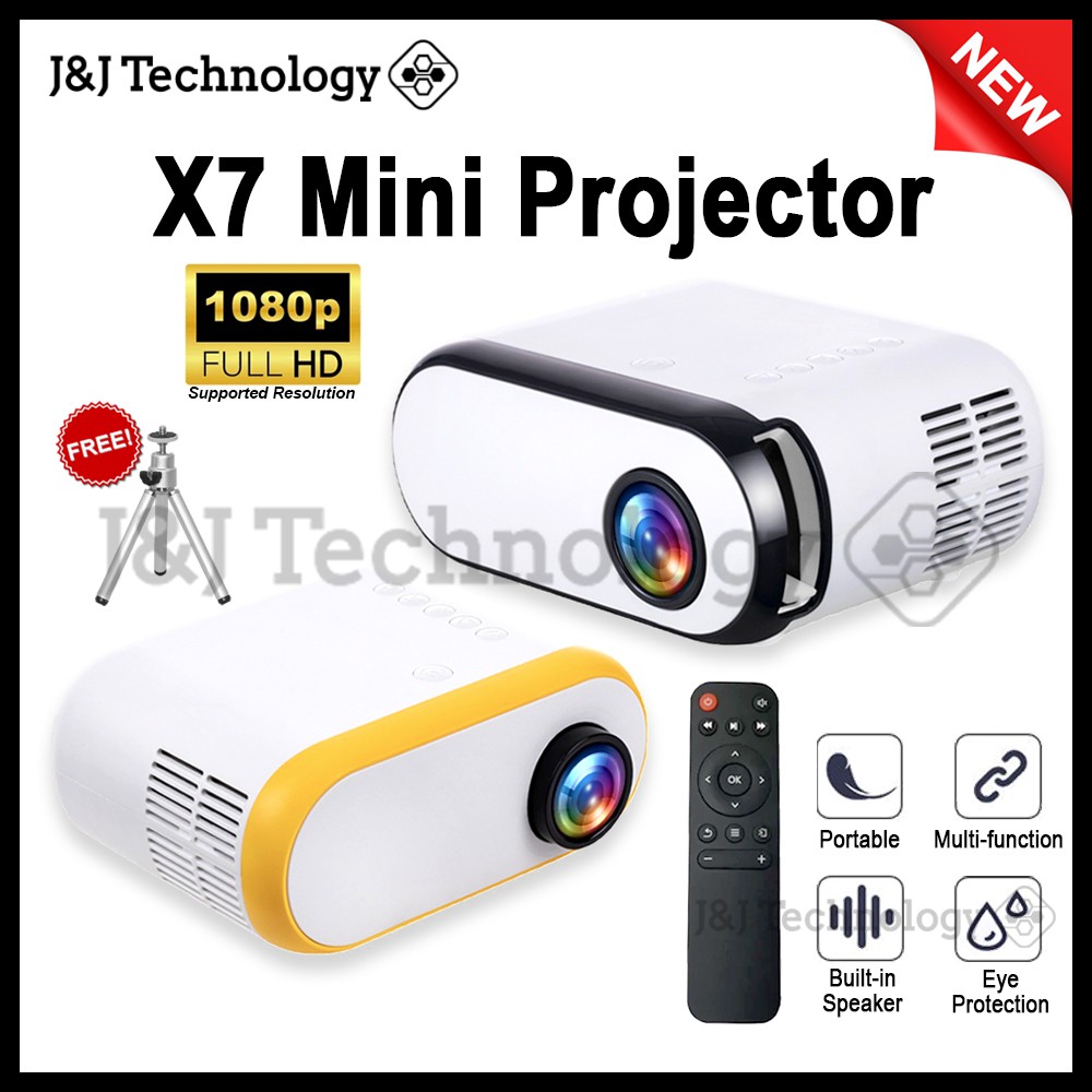 JNJ Technology X7 Portable Mini Projector Full HD 1080p Phone Projector ...