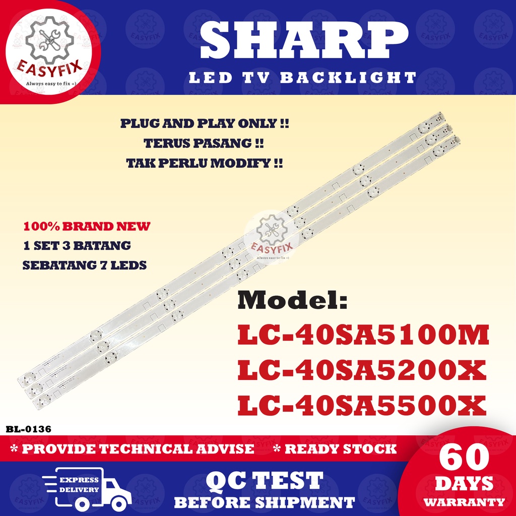 LC-40SA5100M / LC-40SA5200X / LC-40SA5500X SHARP 40 INCH LED TV ...